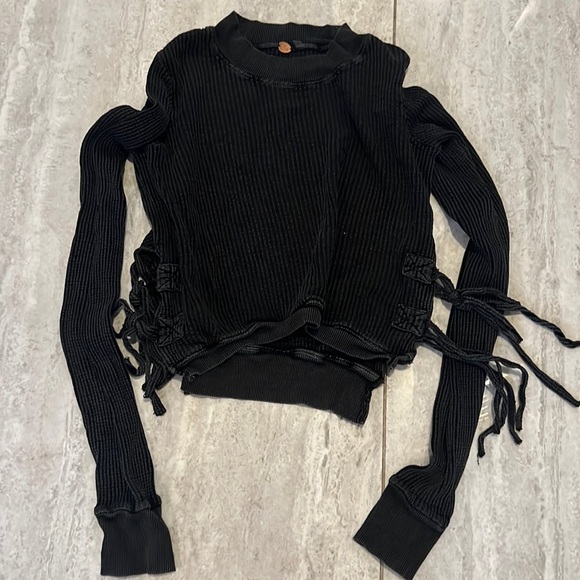 Free People | Tops | Free People Ribbed Long Sleeve Top Open Side ...